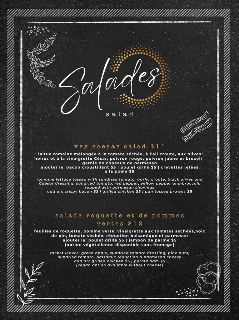 Food Menu – plateau bistro