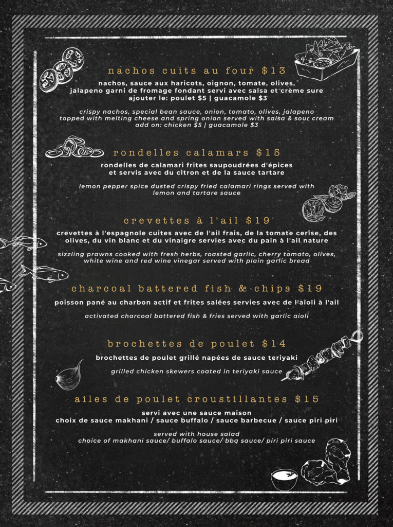 Food Menu – plateau bistro