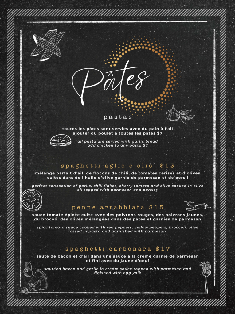 Food Menu – plateau bistro
