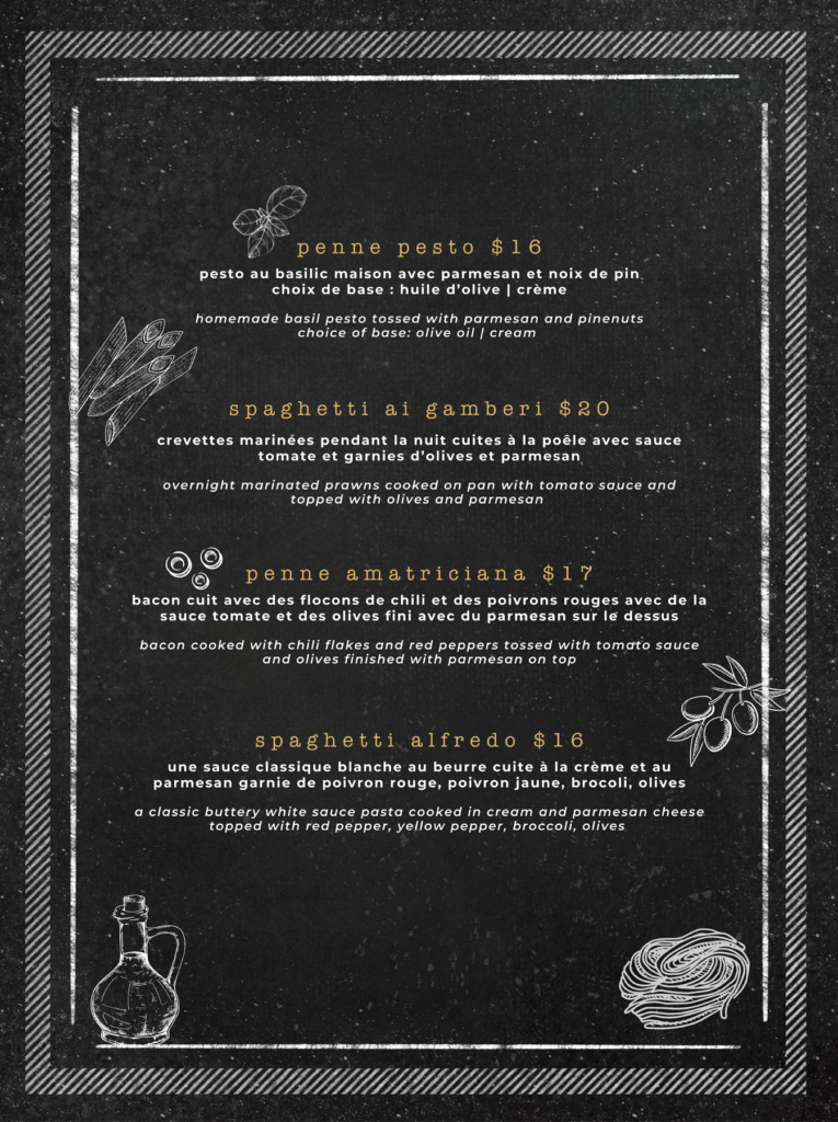 Food Menu – plateau bistro